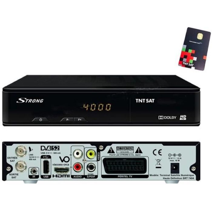 STRONG DÉCODEUR SATELLITE STRONG – SRT7404 AVEC CARTE TNTSAT ...