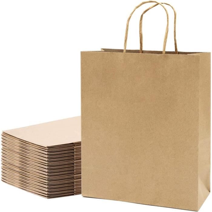Lot De 30 Sacs En Papier Kraft Avec Anse - Brun - Pour Emballer Des ...