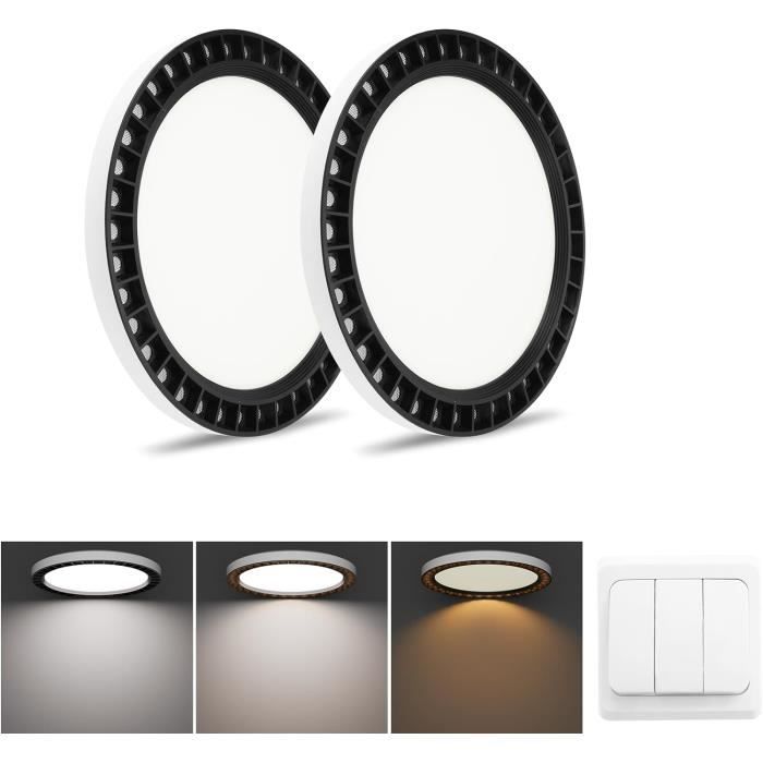 Lot De 2 Plafonnier Led Rond 24W, Modern Noir Lampe Plafond Led Pour ...