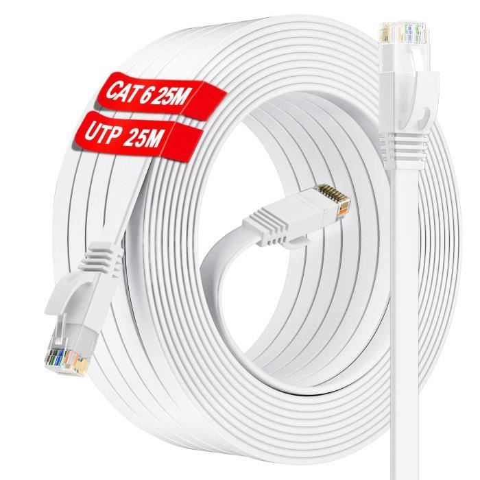Cable Ethernet 25m Haut Débit Cat 6 Câble Réseau, Gigabit 101001000Mbit ...