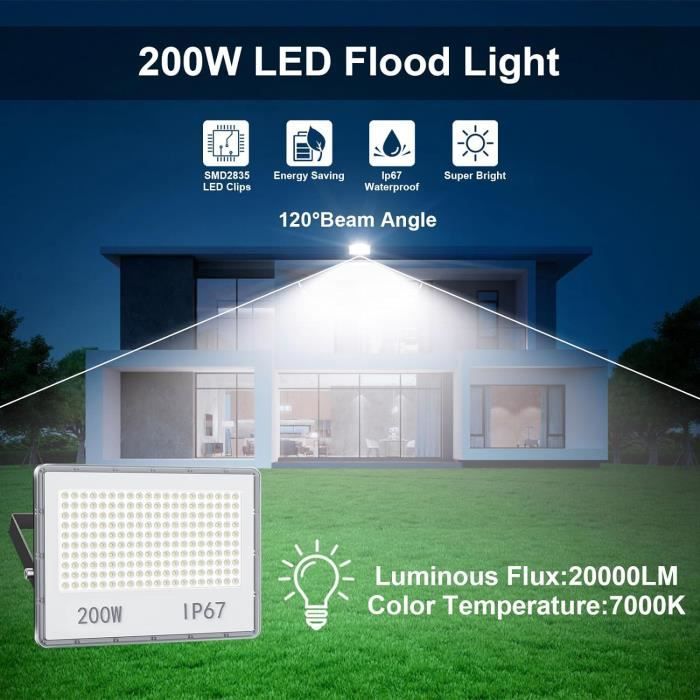 Projecteur Led Projecteur Exterieur Led Puissant 200W 20000Lm - Spot ...