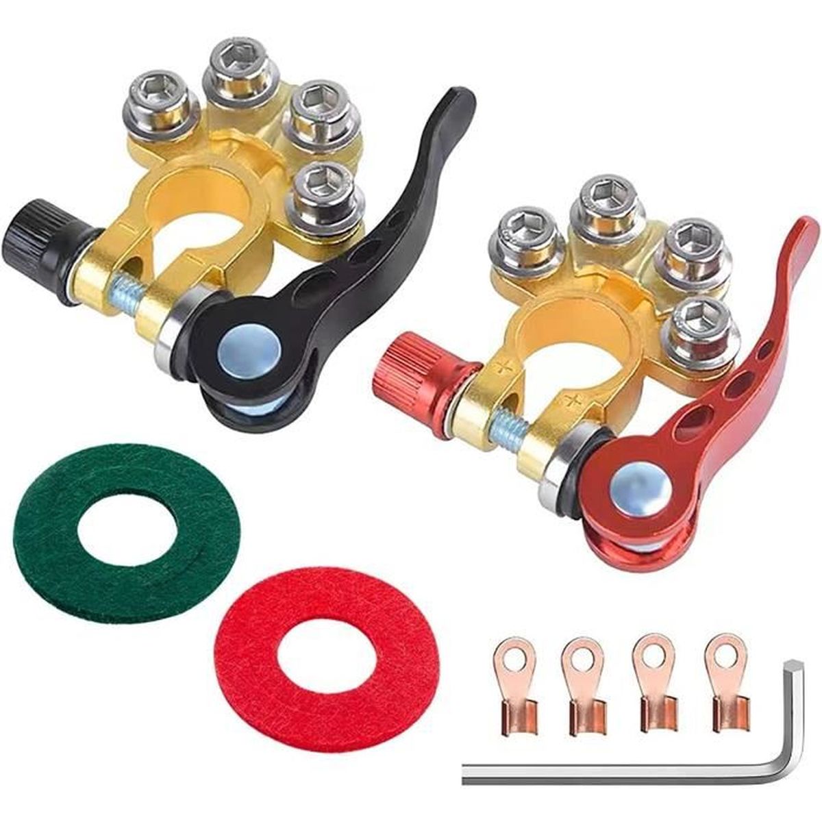 2 Pcs Connecteurs Borne de Batterie Cosses Batterie Positive Et Négative Pinces de Bornes de ...