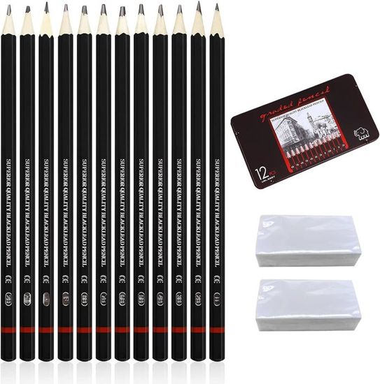 Ensemble De 12 Crayons De Croquis,Crayons Professionnels Hb Bfh 2H 2B 3B 4B 5B 6B 7B 8B,Ensemble ...