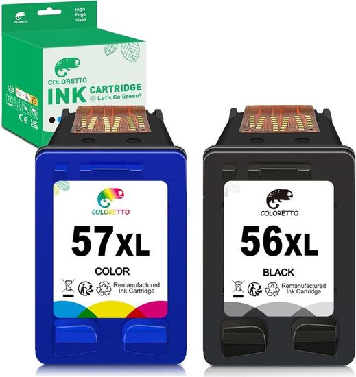 56 XL 57 XL Cartouches d'encre Remanufacturées pour HP 56XL 57XL PSC ...