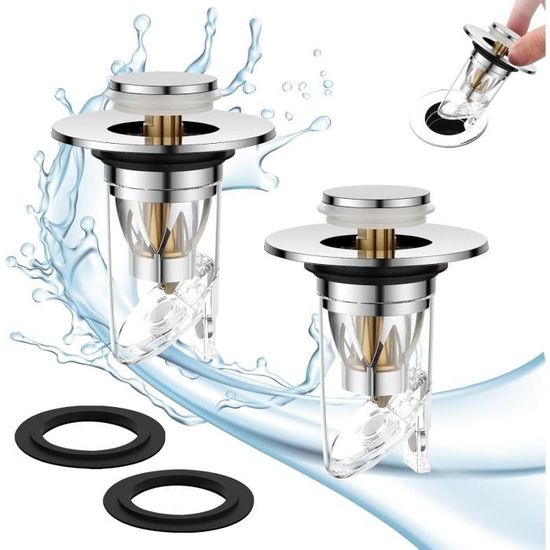 2 Pièces Bouchon De Vidange D'Évier Pop-Up, Bonde De Lavabo Pop-Up With ...