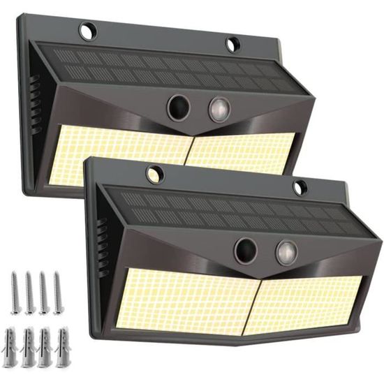 KeWin Lot de 2 lampes solaires LED d'extérieur jardin 248 LED | Lumière solaire extérieure ...