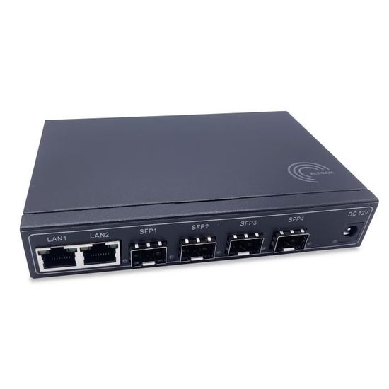 Elfcam® - Gigabit Ethernet Switch avec 4 SFP Ports et 2 Ports Ethernet 10-100-1000Mbps, Plug ...