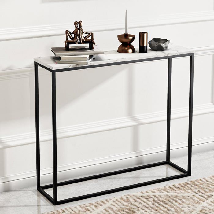 Roomfitters Table console avec dessus en faux marbre, table de canapé ...