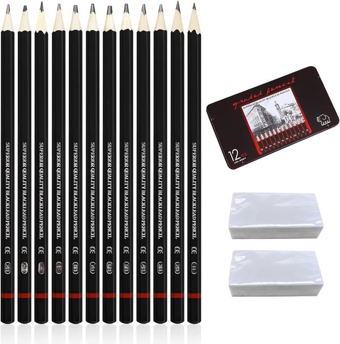 Ensemble De 12 Crayons De Croquis,Crayons Professionnels Hb Bfh 2H 2B 3B 4B 5B 6B 7B 8B,Ensemble ...