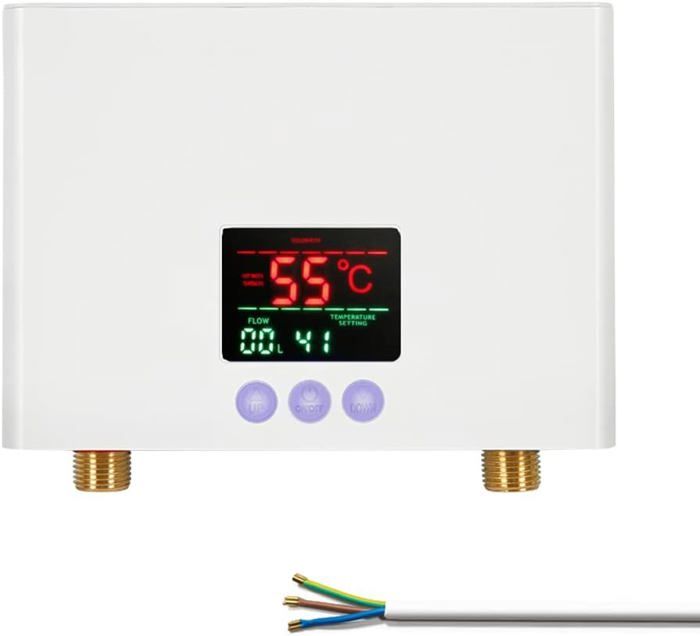 Mini Chauffe-Eau Électrique 3 Kw-Montage Mural-Avec Affichage Led-Réglage De La Température Sur ...