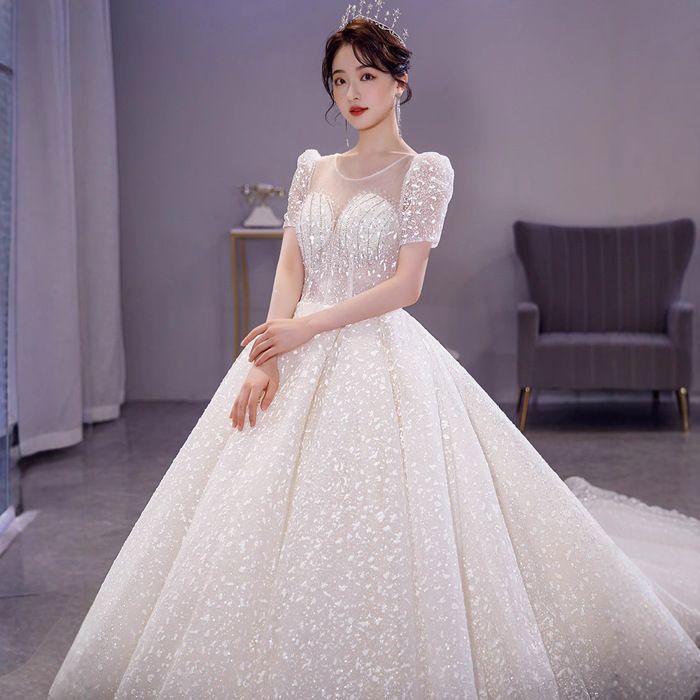 Robe de mariée étoilée 2025, été, simple, traîne longue, Hepburn, ajustée Blanc - Cdiscount Prêt ...