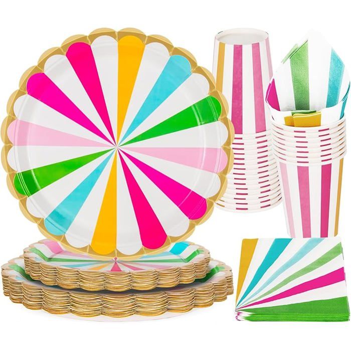 Set de 96 assiettes de table pour fête de cirque, assiettes en papier ...