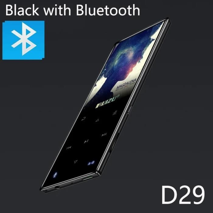 8 GO - Noir avec Bluetooth - Lecteur de musique MP3 en métal D29, lecteur de musique HiFi sans ...