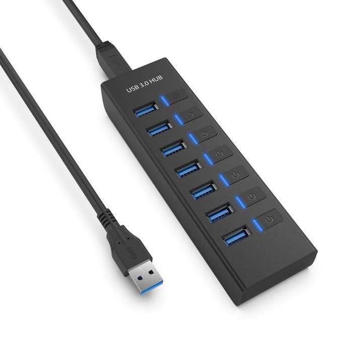 HUB USB, JESWO Multi 7 Ports Multiprise USB 3.0 avec Interrupteur ... HUB USB, JESWO Multi 7 Ports Multiprise USB 3.0 avec Interrupteur ...