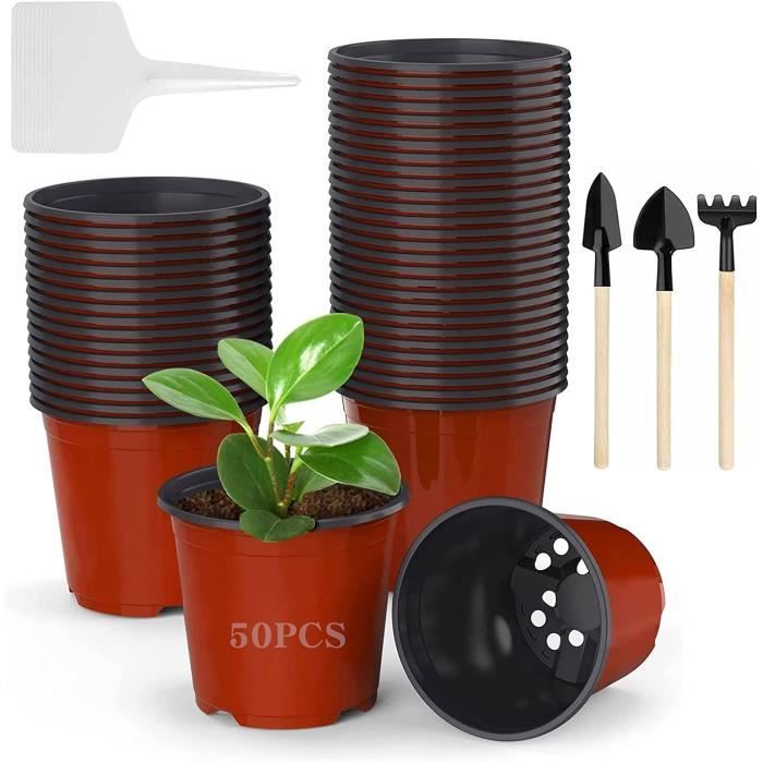 50 Pièces Petit Pot de Fleur PlastiqueRéutilisables Pot semis Godets ...