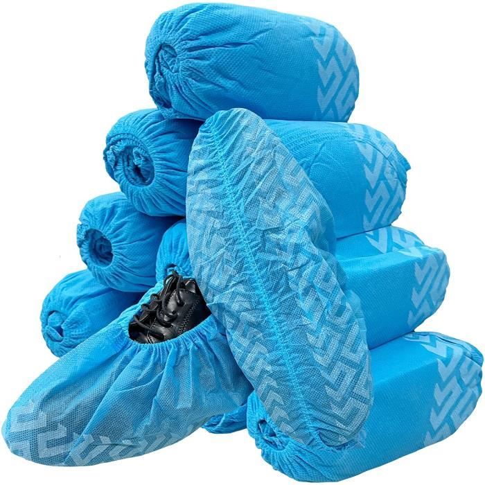 Lot de 100 couvre-chaussures jetables pour bottes et chaussures Bleu ...