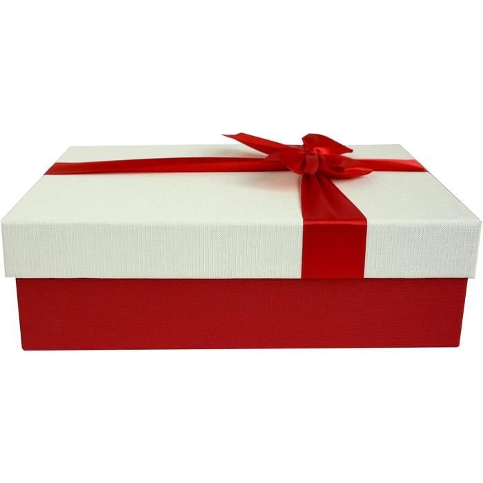 Boîte Cadeau Rigide 27 Cm X 19 Cm X 7 Cm, Boîte Rouge Texturée Avec ...