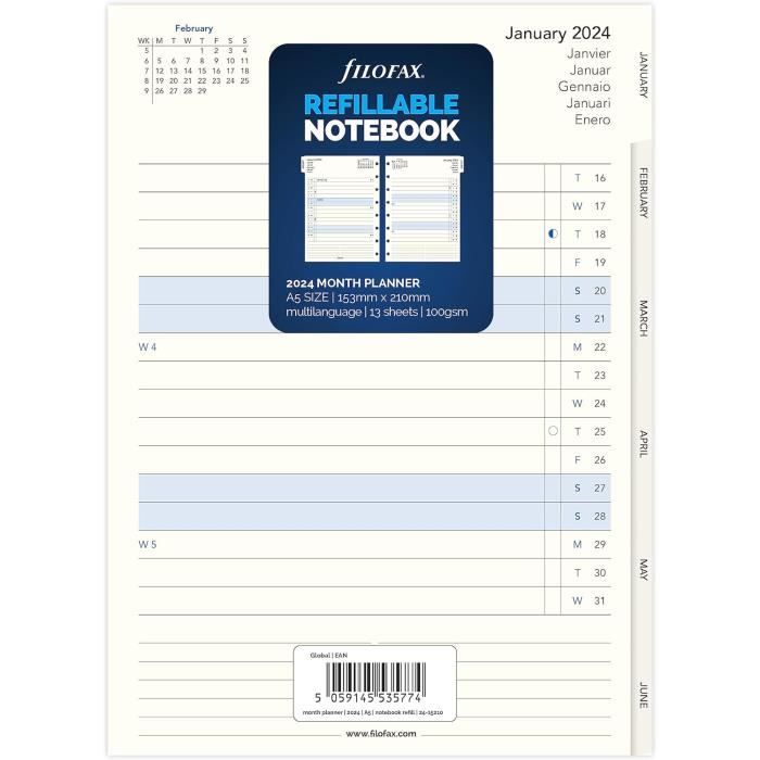 Calendrier A5 Notebook Planning Mensuel 2024[u371] - Cdiscount Beaux ...