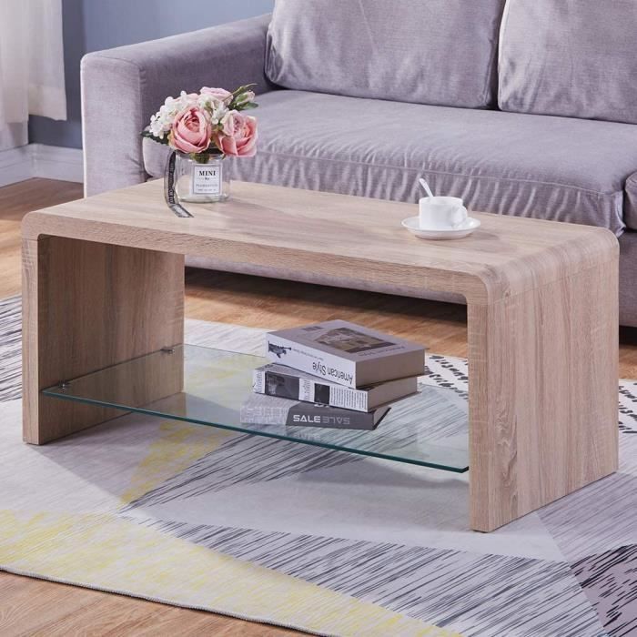GOLDFAN Table Basse Salon Design Table Basse Rectangulaire Bois Table ...