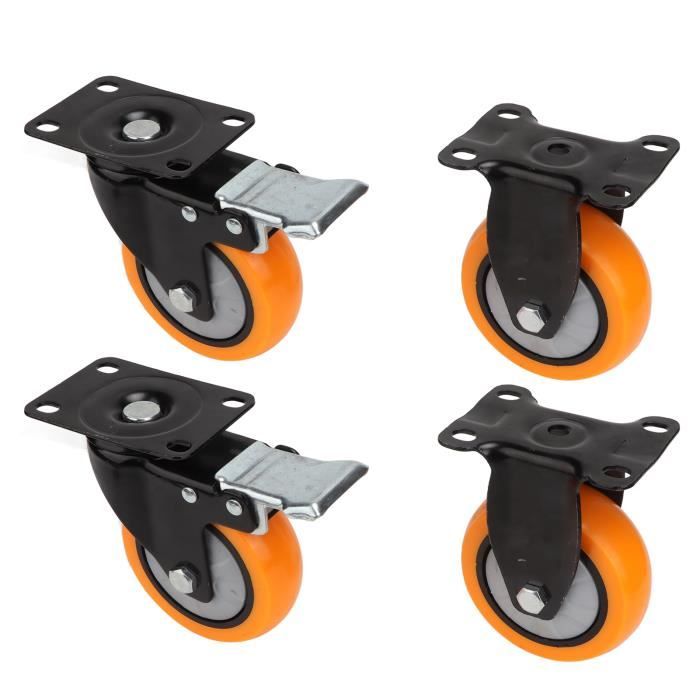 GOTOTOP roulettes industrielles 4 pièces roulettes PVC roue Double ...