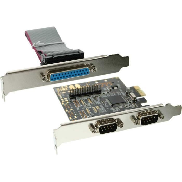 Carte d'interface PC InLine®, 2x 9pol seriell + 1x 25pol parallel, PCIe ...