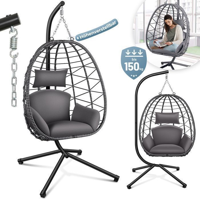 Hamac MAKIKA - Fauteuil suspendu - réglable en hauteur - Poly Rotin ...