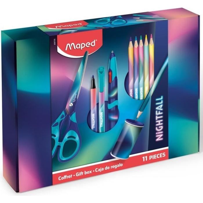 Maped - Coffret Nightfall - 11 produits - ciseaux, taille-crayons ...