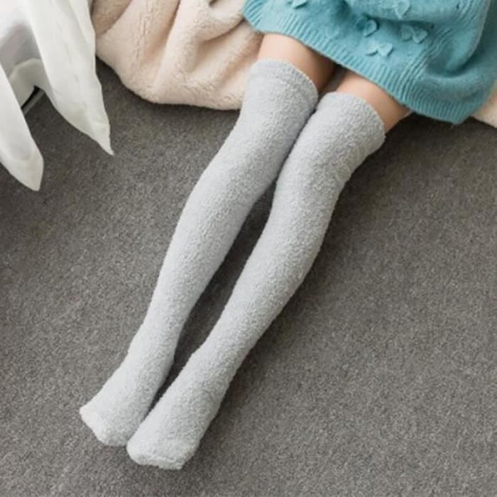 Chaussettes longues en molleton de corail pour Femmes - Type gray - Bas ...