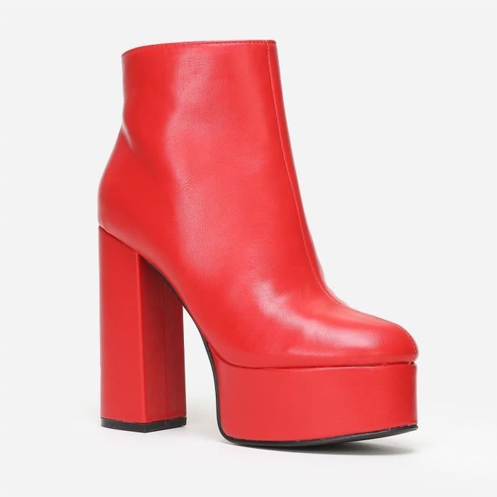 Bottines rouges à talon et plateforme hauts Rouge - Cdiscount Chaussures