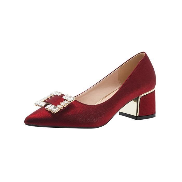 Escarpins Talon Mariage Boucle Carrée Rouge-G380 - Achat / Vente ...