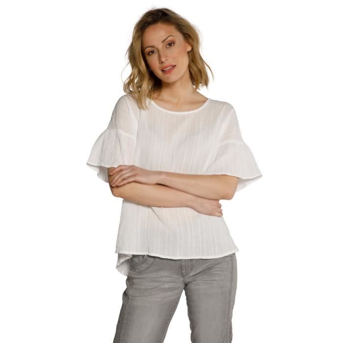 Gina Laura Chemisier, oversized, col rond, ruché manches mi-longues ...