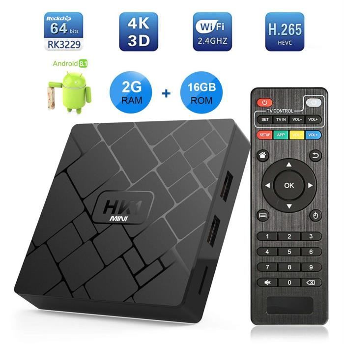 HK1 mini Smart TV BOX Android 8.1 2Go+16Go RK3229 Quad-Core WIFI 2.4G ...