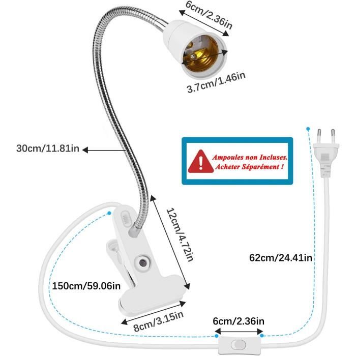 E27 Douille Ampoule À Pince Avec Interrupteur,Base De Lampe De Table À ...