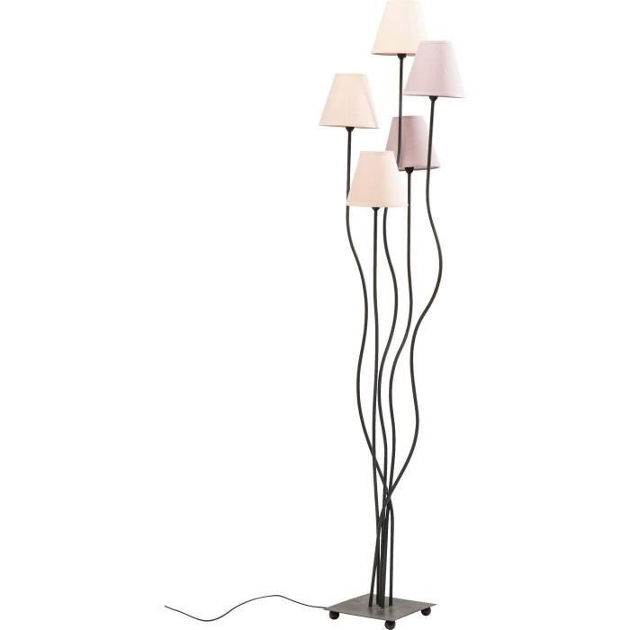 Design Lampadaire Flexible Berry Cinque, Noir-Rose, Abat Jour Coton ...