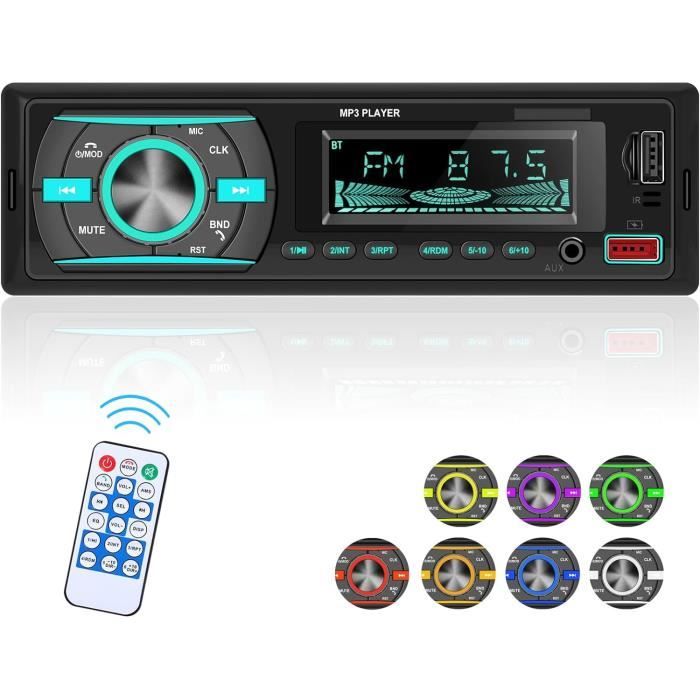 Autoradio 1 Din Radio Bluetooth Mains Libres Voiture Récepteur Avec Lecteur Mp3 Radio De Voiture ...
