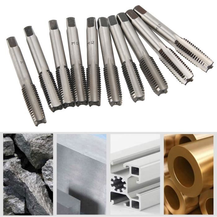 Ensemble de tarauds coniques et de prise métrique M12 YOSOO - Outil de taraudage manuel ...