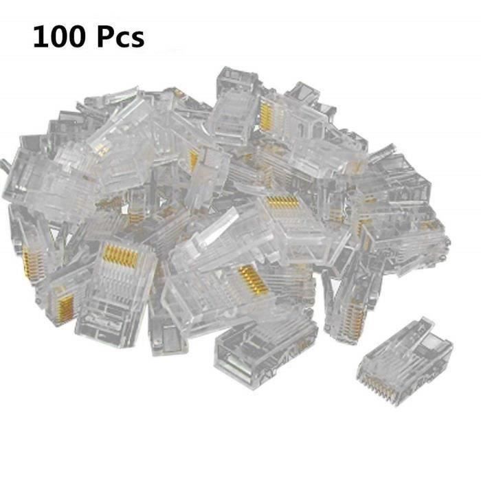 100 pcs rj45 embouts cat5e connecteur lan cat 5 pour câble cat5e ...