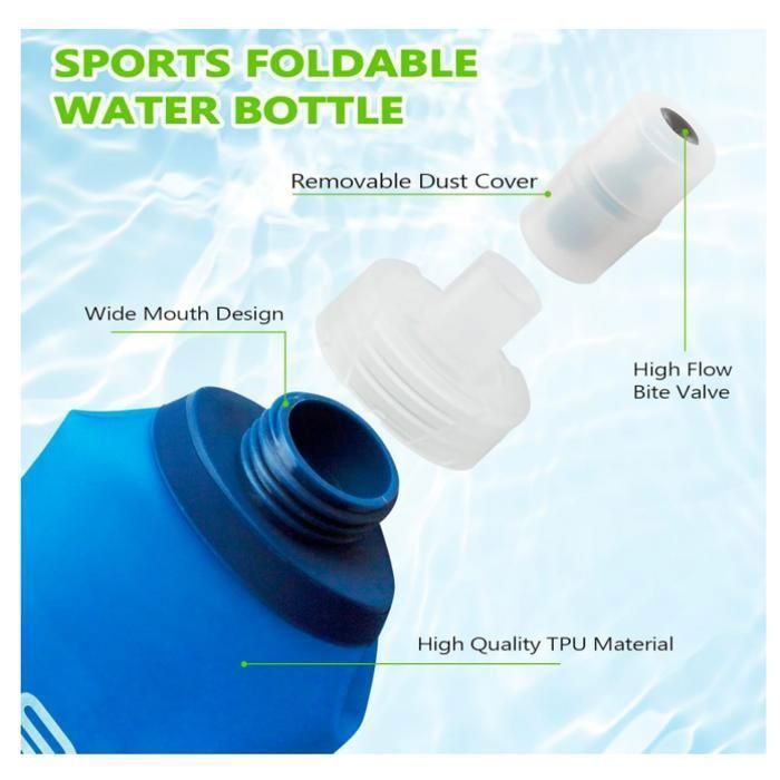 2 Pièces Gourde Souple 500ml Flasque Running en TPU Gourde Pliable ...