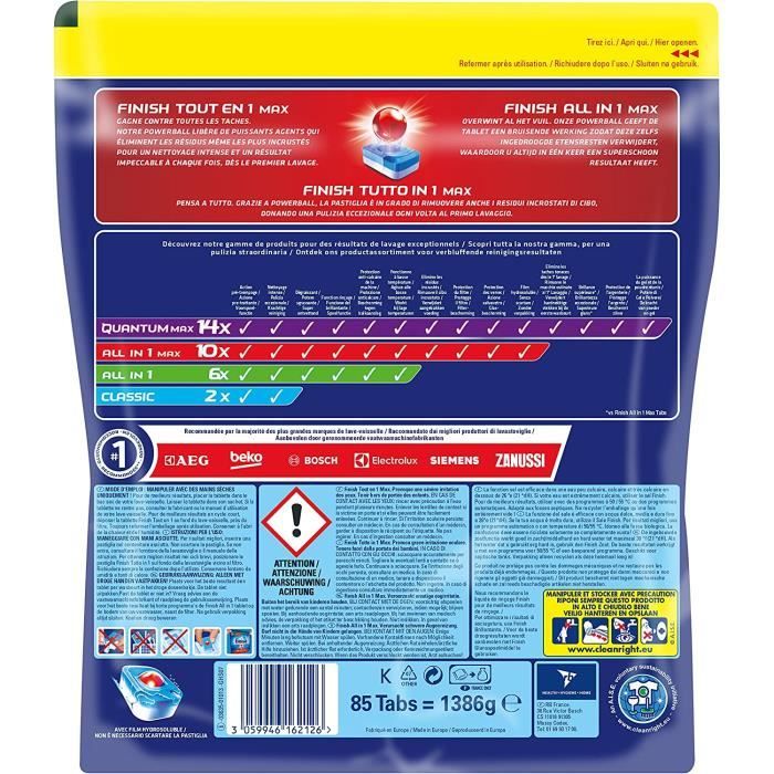 Pastilles Lave-Vaisselle Powerball All in One Max Bicarbonate, Elimine ...