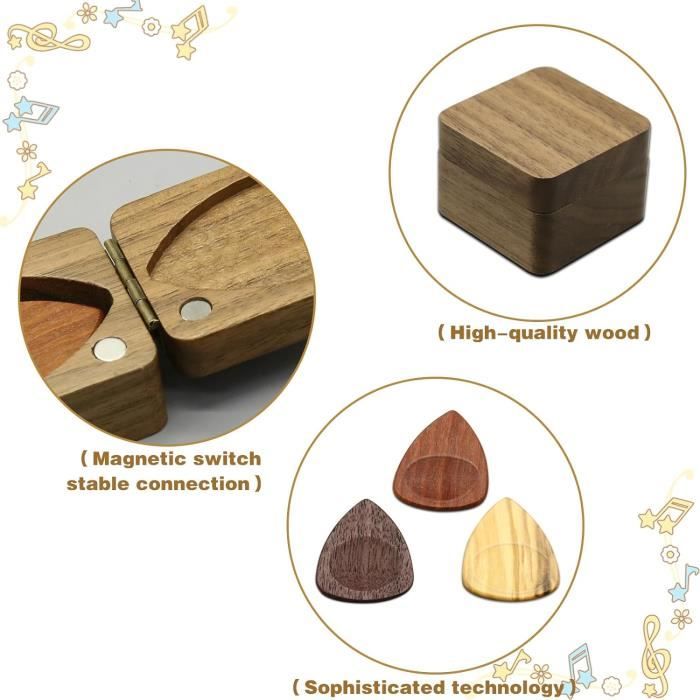 Guitar Picks With Case Médiators En Bois De Guitare Avec Boîte À ...