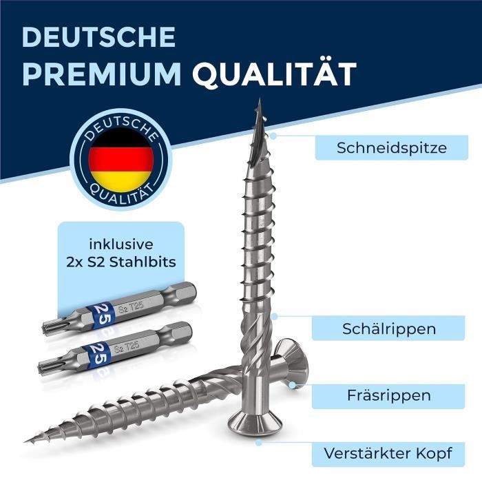 Vis De Terrasse 5X50 Acier Inoxydable V2A Vis Torx 5Mm D'Épaisseur 1000 ...