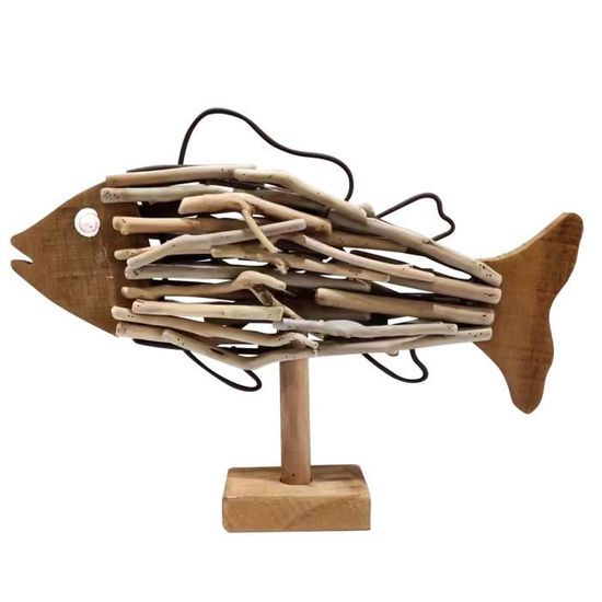 Figure décorative de poisson avec balance en bois sur pied, ornement ...