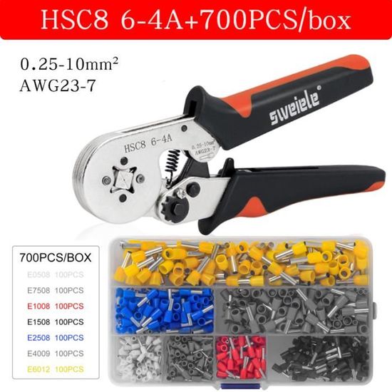 PINCE DE SERRAGE,HSC8 6-4A W 700pcs--16mm ²), Kit de Mini pinces électriques pour virole de fil ...