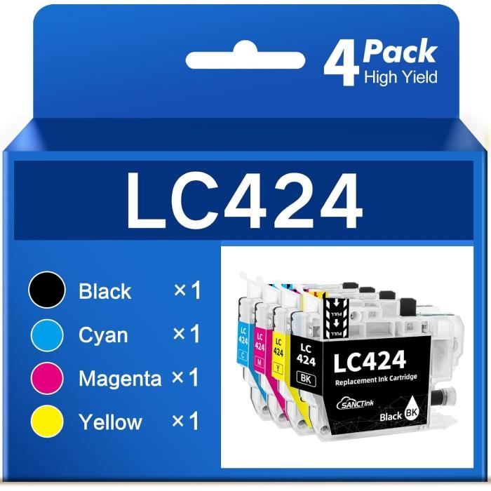 LC424 LC 424 Lot de 4 Cartouches compatibles avec Les imprimantes pour ...