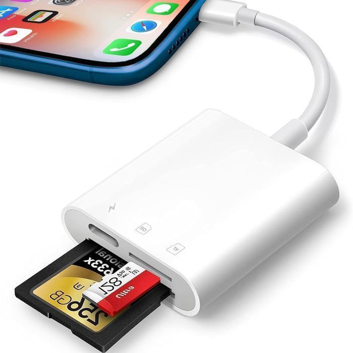 Lecteur de Carte SD pour iPhone iPad, Adaptateur Carte SD Lightning vers SD/TF,Lecteur de Carte ...