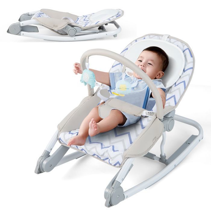 Transat Bébé 2 en 1 COSTWAY-Dossier 3 Positions-Siège Fixe/Bascule en ...