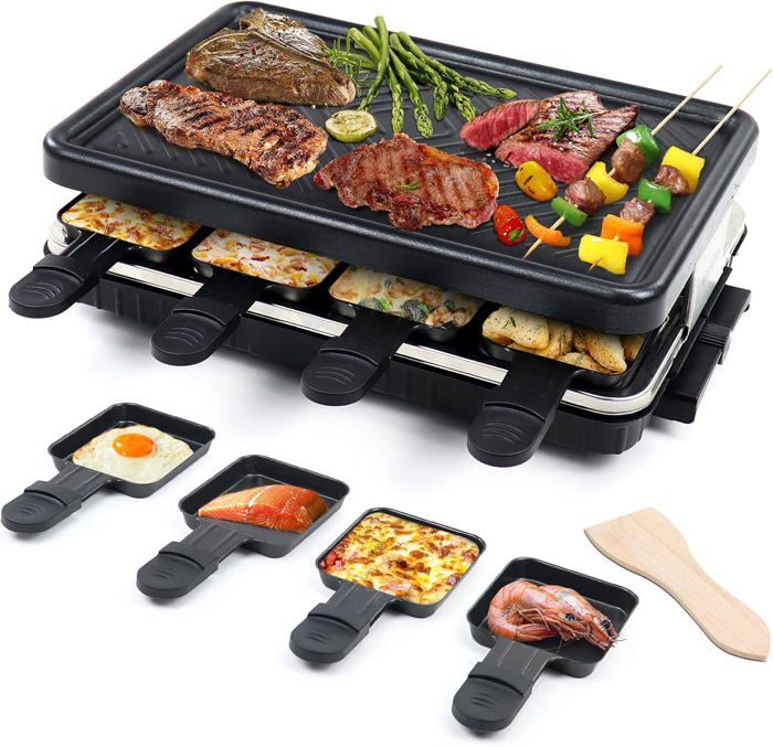 Appareil à Raclette per 8 Persone Grill Électrique de Table Plaque de ...