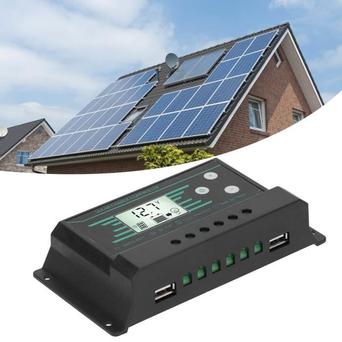 Contrleur De Solaire Régulateur De De Panneau Solaire, Contrleur Pwm, Double Écran Lcd Usb, 30A ...