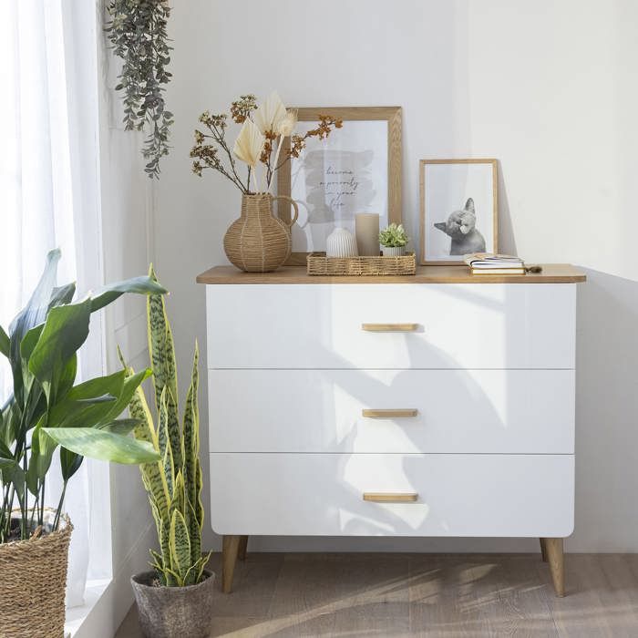 Commode SMOOTHCLOUD en bois naturel et blanc - Blanc - Terre de Nuit ...