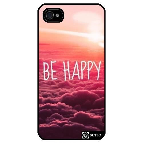 Coque Iphone 4/4S – Be Happy - ref 722 - Cdiscount Téléphonie
